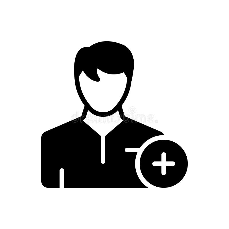 Black Solid Icon for Additional, Extra and New Stock Illustration ...