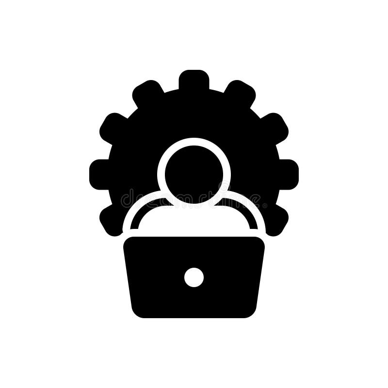 Black Solid Icon for Administrator, Laptop and Cogwheel Stock Vector ...