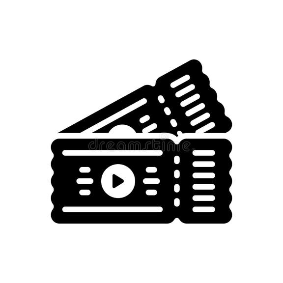Black Solid Icon for Admit, Ticket and Movie Stock Vector ...