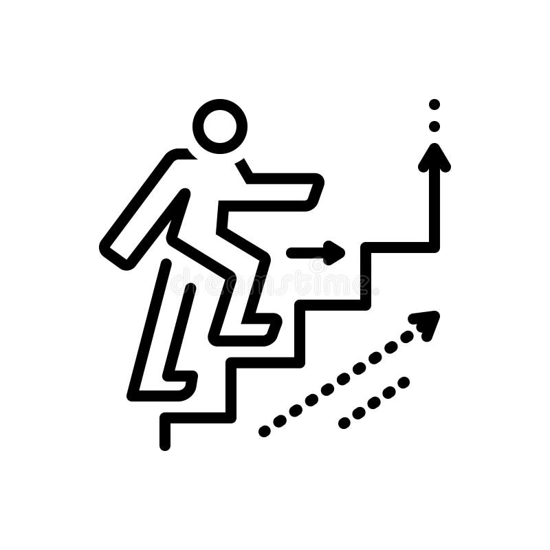Black Line Icon for Advancing, Promotion and Growth Stock Vector ...