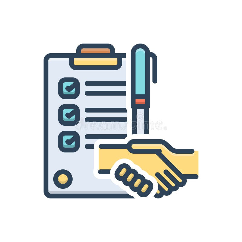 Color Illustration Icon for Agreement, Compromise and Document Stock ...