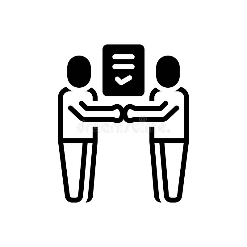Black Solid Icon for Agreement, Compromise and Document Stock ...