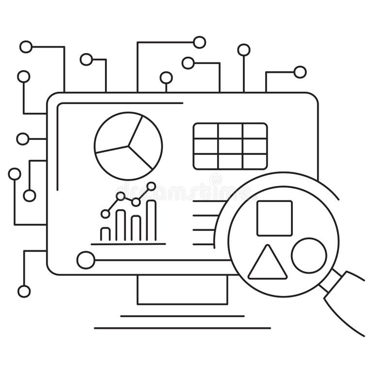 Icon of AI Data Analysis with Charts, Graphs, and Magnifying Glass ...