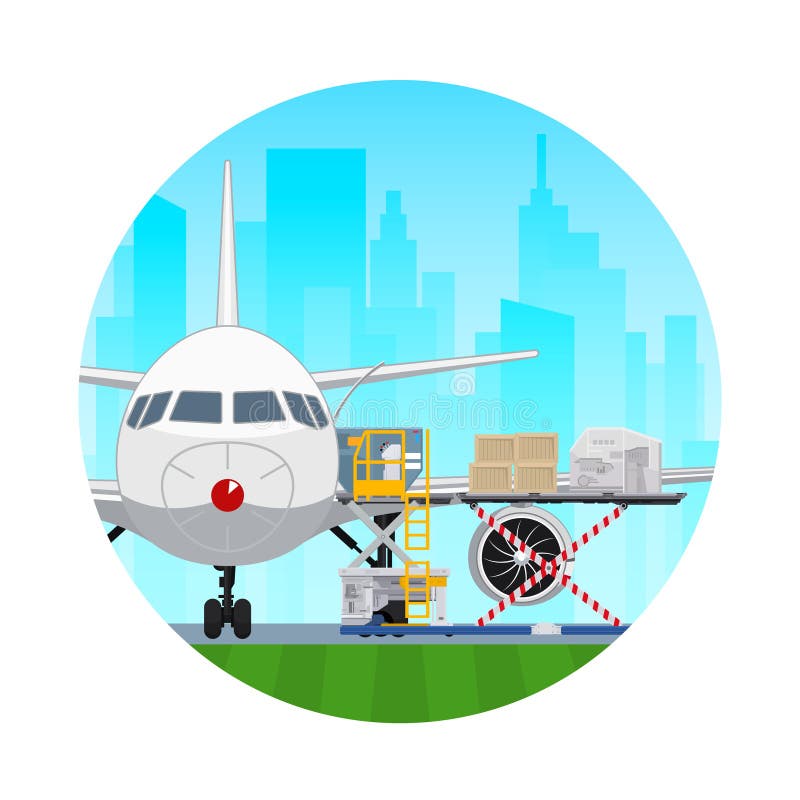 Icon Airplane with Autoloader at the Airport Stock Vector ...