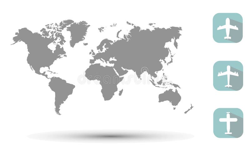 Icon Airplane and Map World Stock Vector - Illustration of design ...