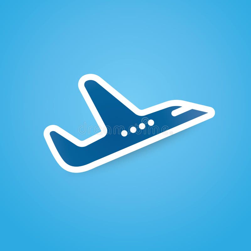 Icon of Airplane, Plane on Blue Background Vector Illustration. Stock ...