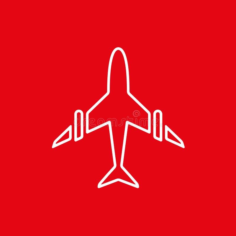 Icon of Airplane, Plane on Red Background Vector Illustration. Stock ...