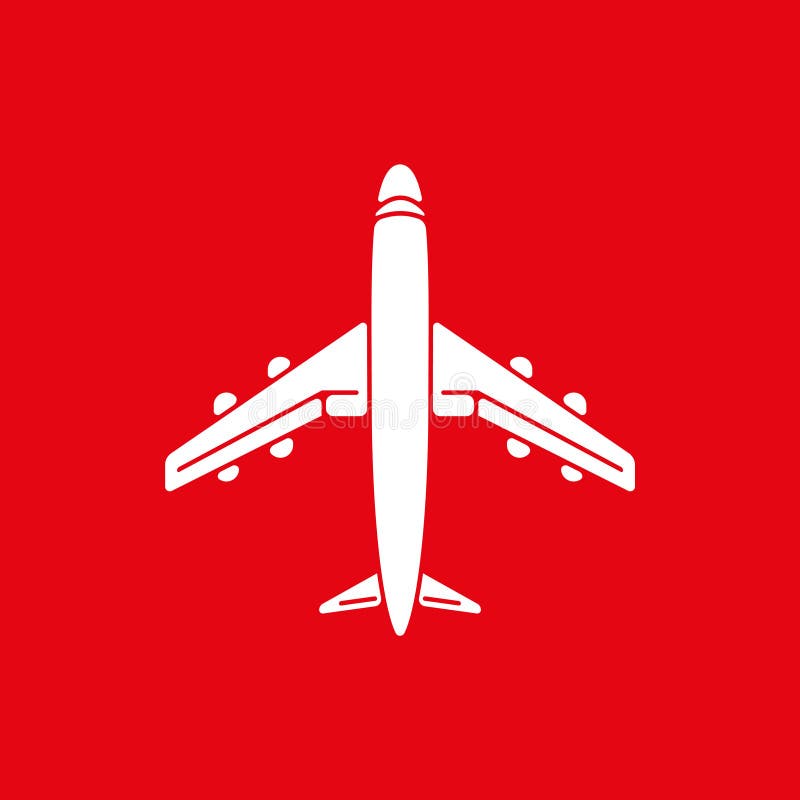 Icon of Airplane, Plane on Red Background Vector Illustration. Stock ...