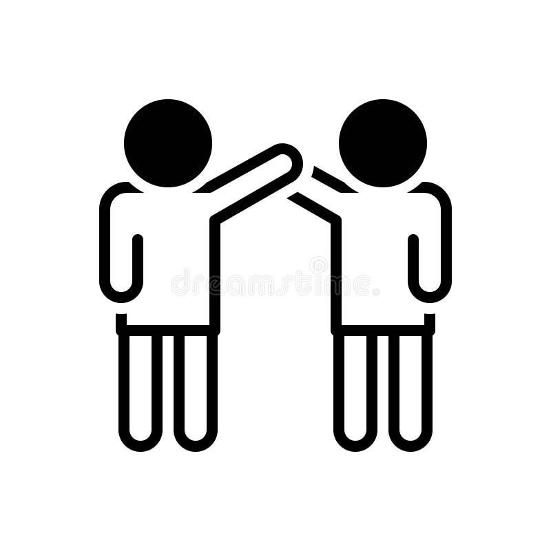 Black Solid Icon for with, Along and Friendly Stock Vector ...