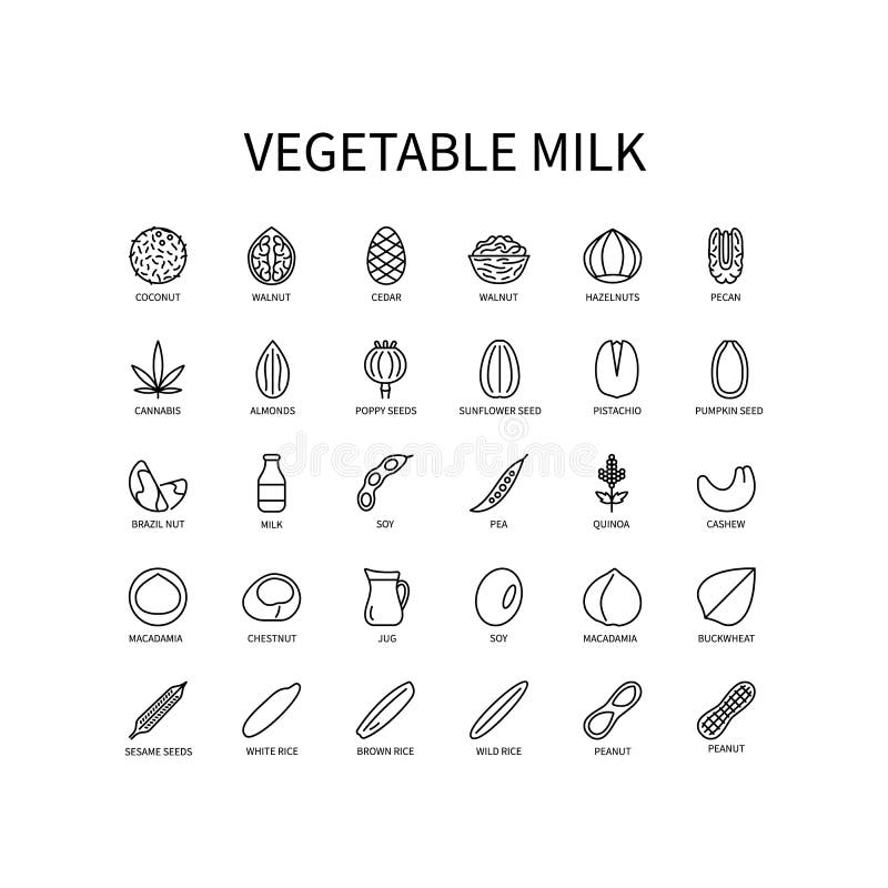 Icon of Alternative Milk Line in a Simple Style. Milk of Vegetable ...