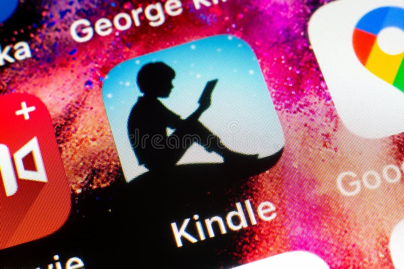 Icon of Amazon Kindle E-book Reading App on IOS Smartphone Editorial ...