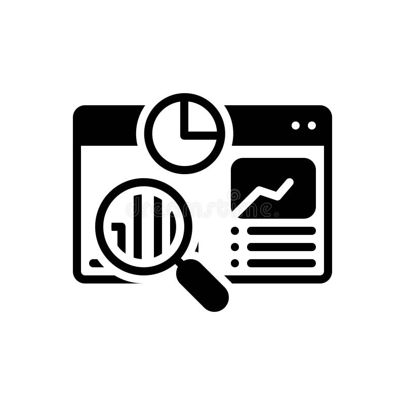 Black Solid Icon for Analysis, Marketing and Data Stock Vector ...