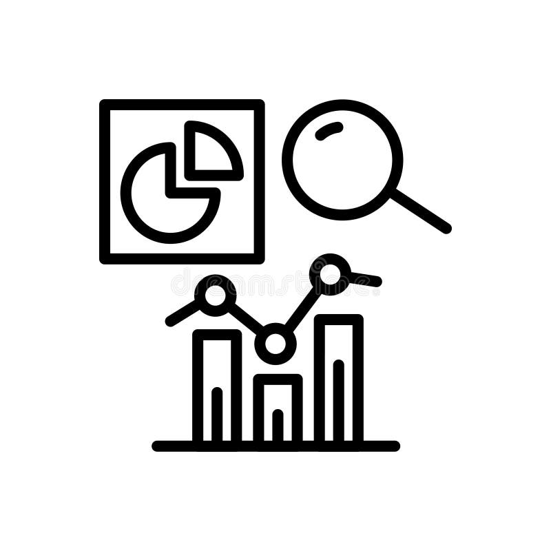 Black Line Icon for Analytics, Reports and Analysis Stock Vector ...