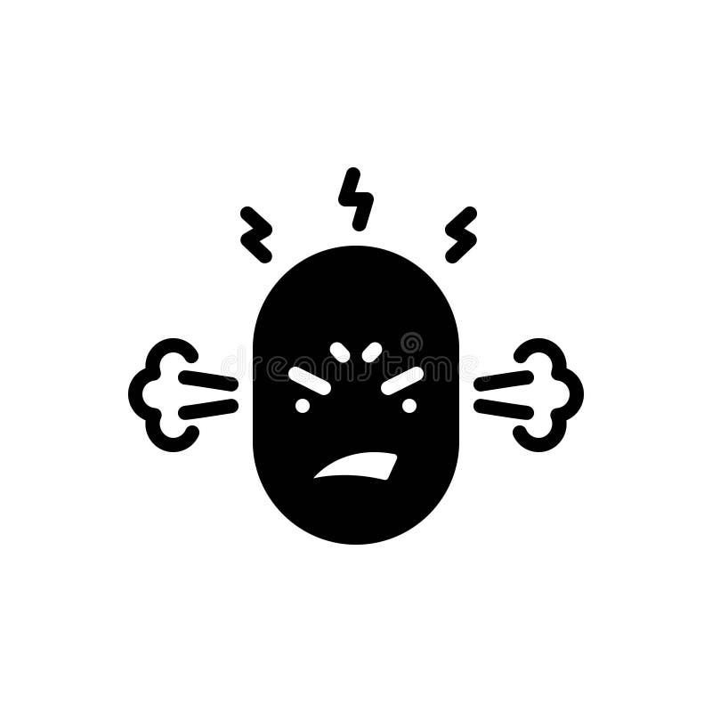 Black Solid Icon for Anger, Angry and Mad Stock Vector - Illustration ...