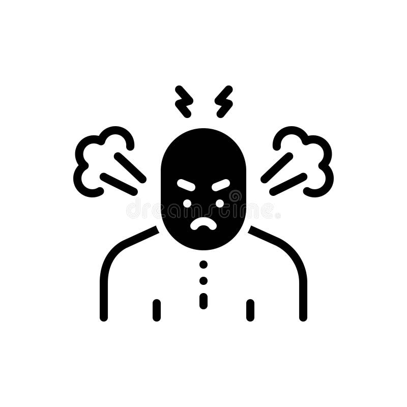 Black Solid Icon for Anger, Furious and Stress Stock Illustration ...