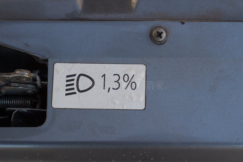 The Icon of the Angle of the Headlights. Panel Under the Hood of the ...