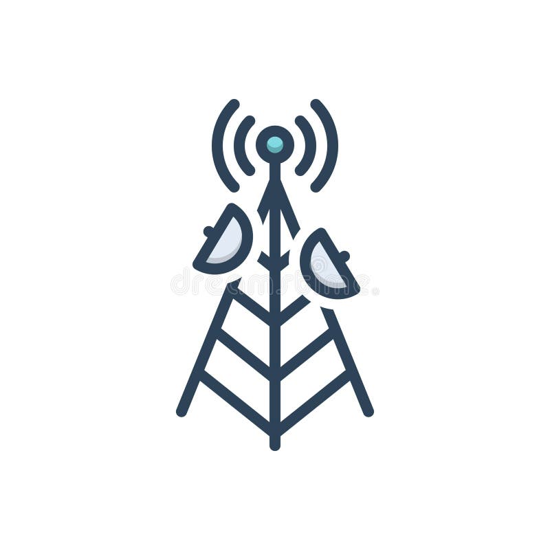 Color Illustration Icon for Antenna, Satellite and Signal Stock ...