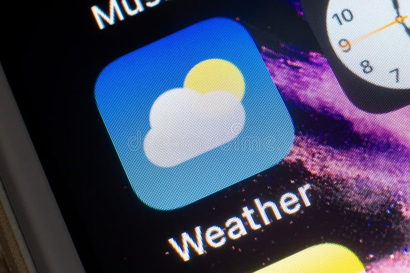 Icon of Apple Weather Mobile App on IOS Device Editorial Stock Image ...