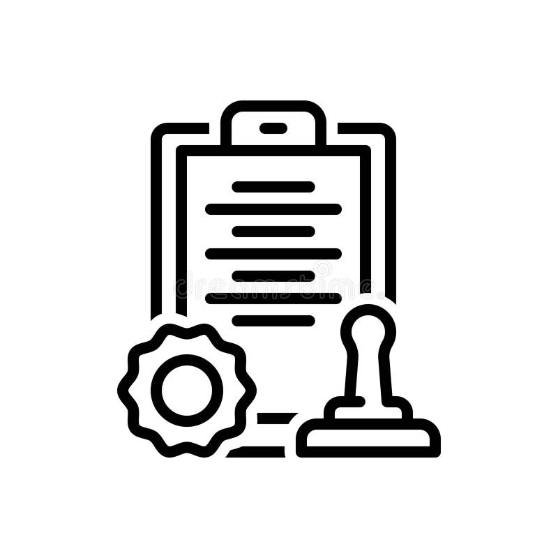 Black Line Icon for Approved, Document and Label Stock Vector ...