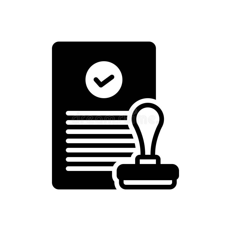 Black Solid Icon for Approved, Stamp and Agreed Stock Vector ...