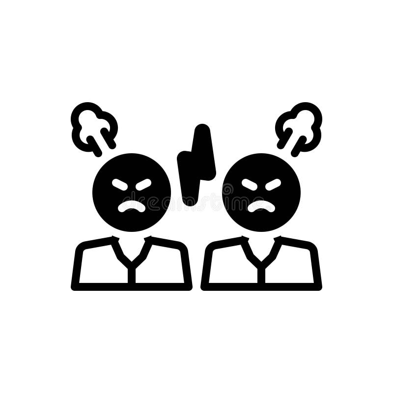 Black Solid Icon for Argue, Hostility and Enmity Stock Vector ...