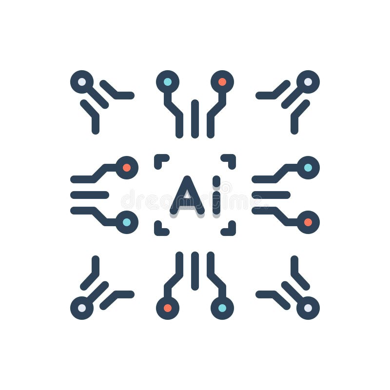 Color Illustration Icon for Artificial Intelligence, Cyber and Secure ...