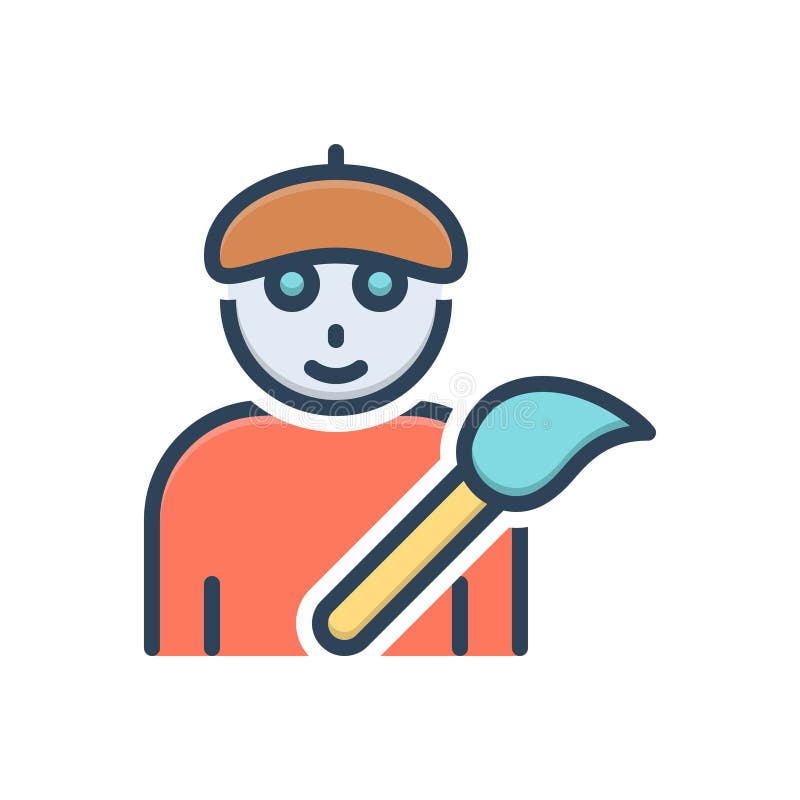 Color Illustration Icon for Artist, Painter and Paintbrush Stock Vector ...