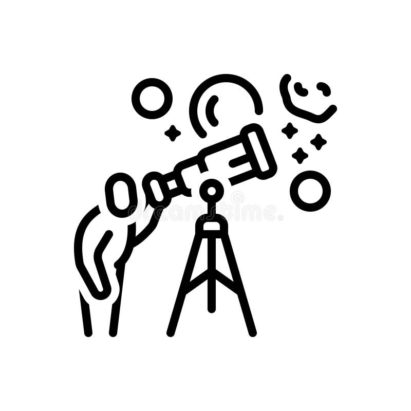 Black Line Icon for Astronomer, Stargazer and Telescope Stock ...