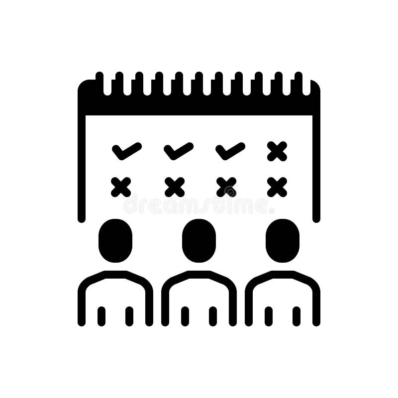 Black Solid Icon for Attended, Presence and Report Stock Illustration ...