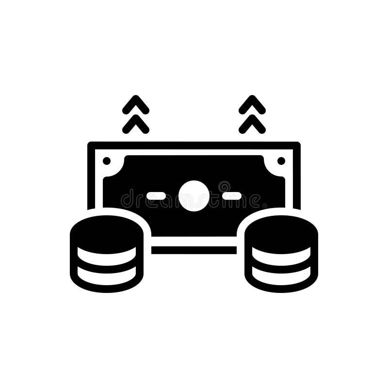Black Solid Icon for Augmentation, Income and Salary Stock Vector ...