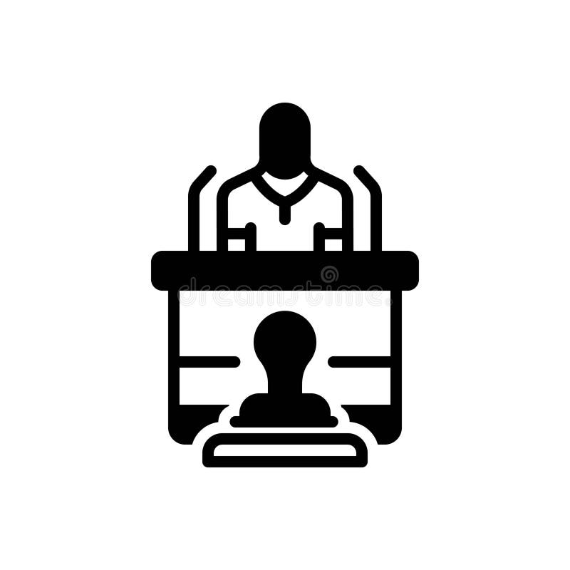 Black Solid Icon for Authority, Stamper and Judge Stock Illustration ...
