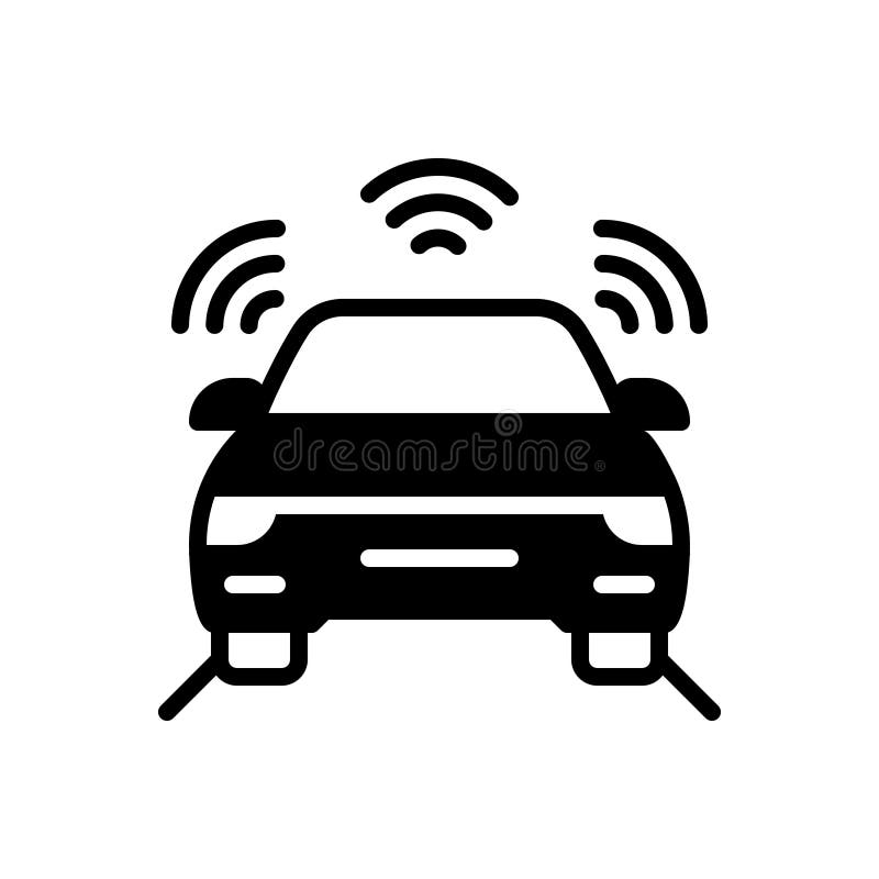 Black Solid Icon for Autonomous Car, Car Sensor and Driving Stock ...