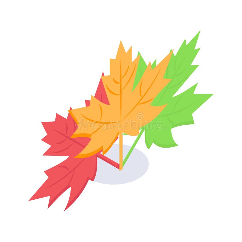 Icon of Autumn Leaves in Modern Isometric Style Stock Illustration ...