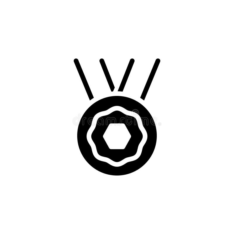 Black Solid Icon for Award, Reward and Medal Stock Illustration ...