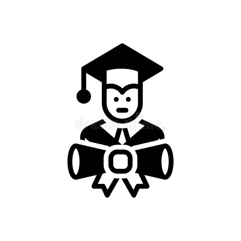 Black Solid Icon for Bachelor, Celibate and Diploma Stock Vector ...