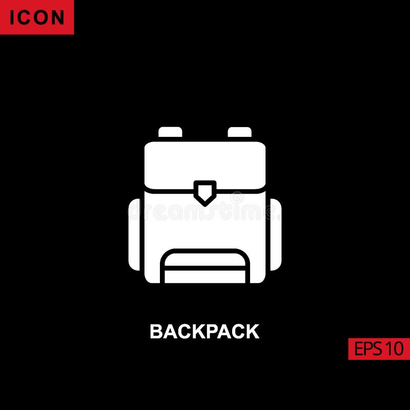 Icon Backpack on Black Background Stock Vector - Illustration of ...