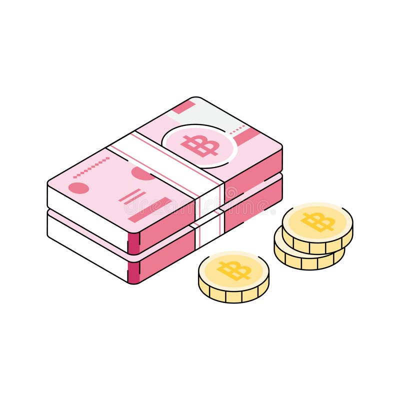 An Icon of Baht Currency Designed in Isometric Style Stock Vector ...