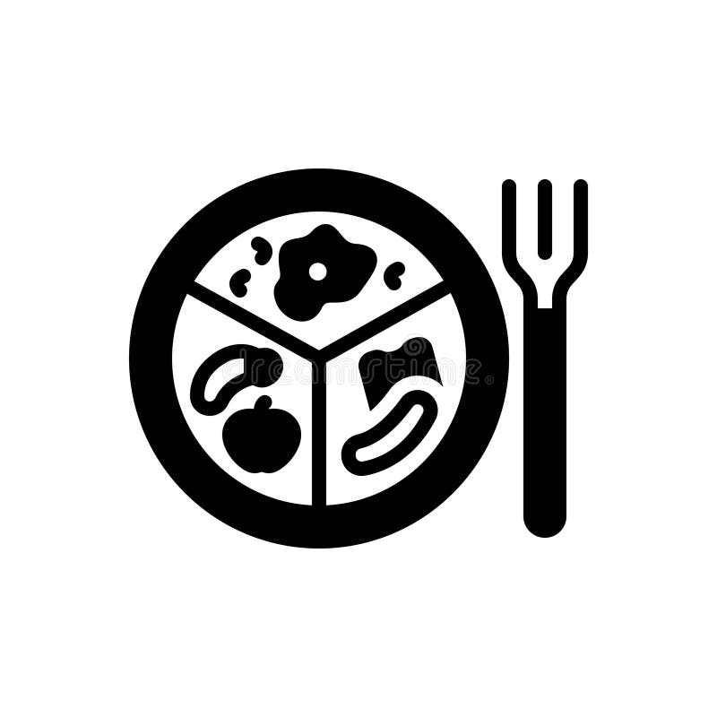 Black Solid Icon for Balanced Diet, Balance and Meal Stock Illustration ...