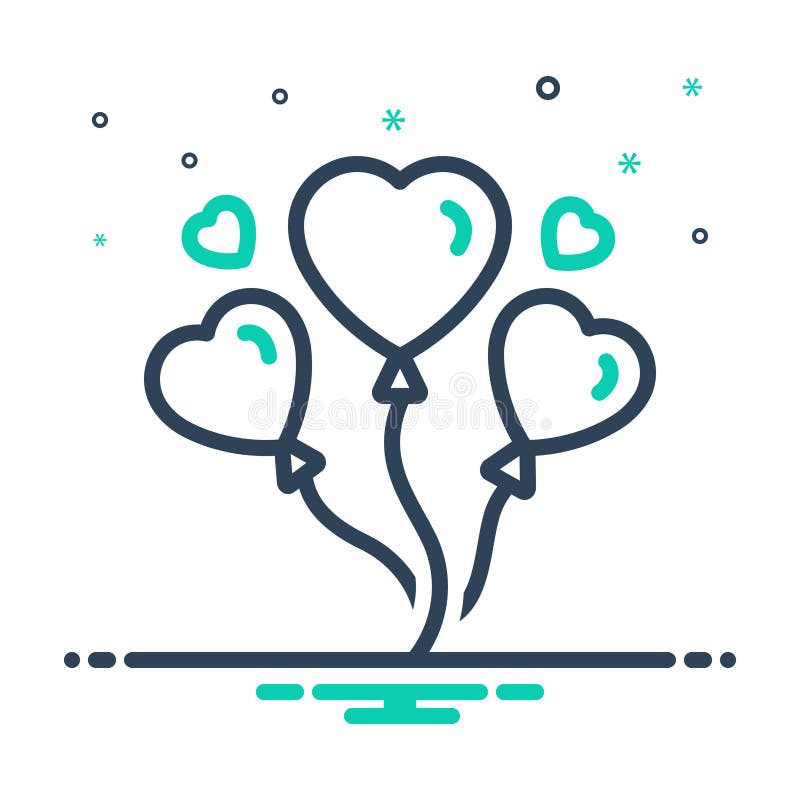 Mix Icon for Balloons, Helium and Heart Stock Vector - Illustration of ...