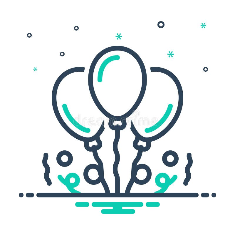 Mix Icon for Balloons, Ribbon and Party Stock Vector - Illustration of ...