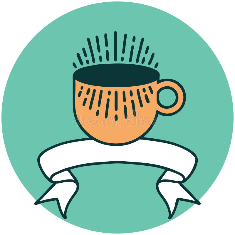 Icon with Banner of Cup of Coffee Stock Vector - Illustration of design ...