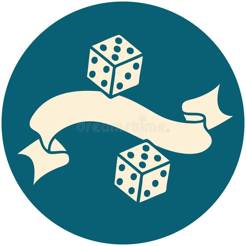 Icon with banner of a dice stock vector. Illustration of banner - 180561360