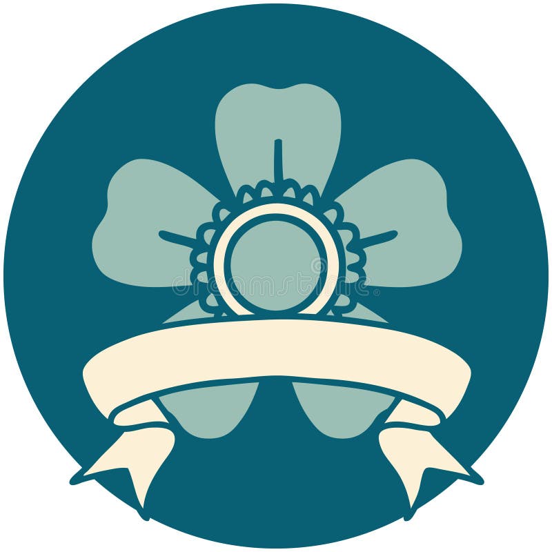 Icon with Banner of a Flower Stock Vector - Illustration of flower ...