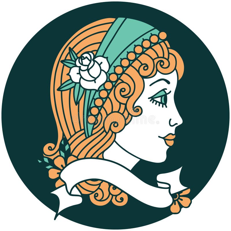 Icon with Banner of a Gypsy Head Stock Vector - Illustration of icon ...