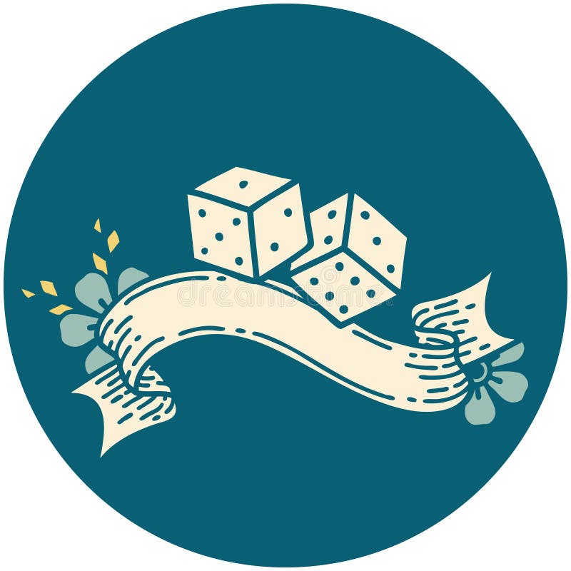 Icon with Banner of Lucky Dice Stock Vector - Illustration of gaming ...