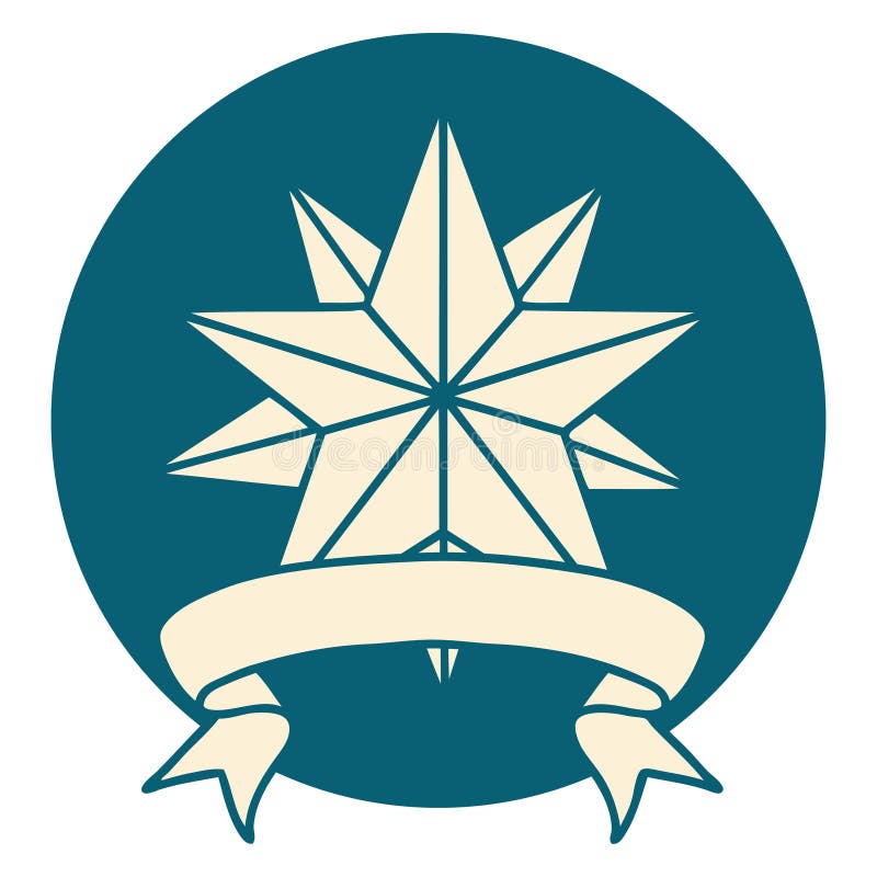 Icon with banner of a star stock vector. Illustration of style - 180579115