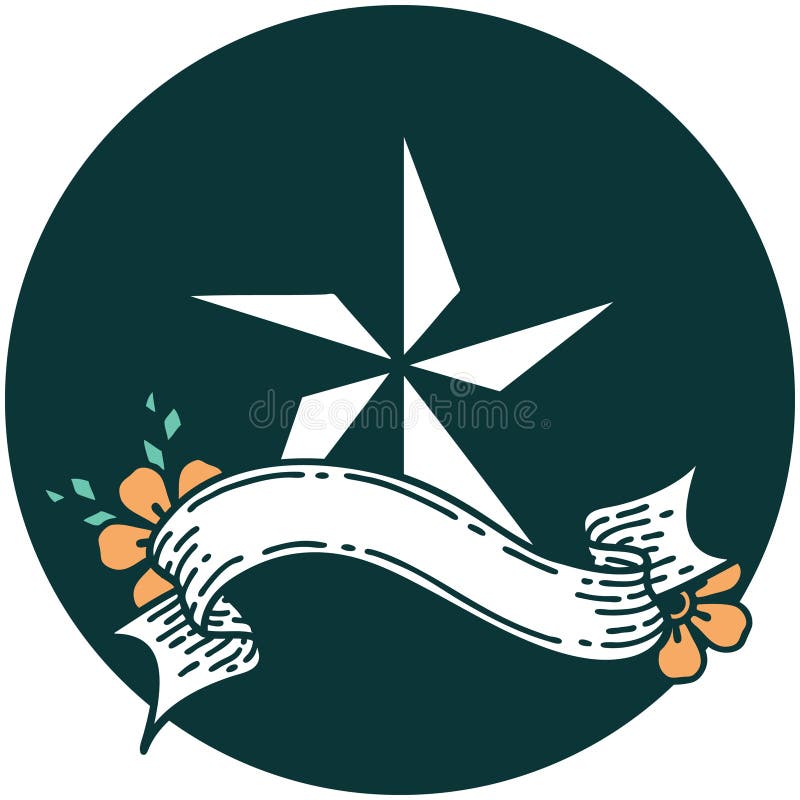 Icon with banner of a star stock vector. Illustration of banner - 180625049