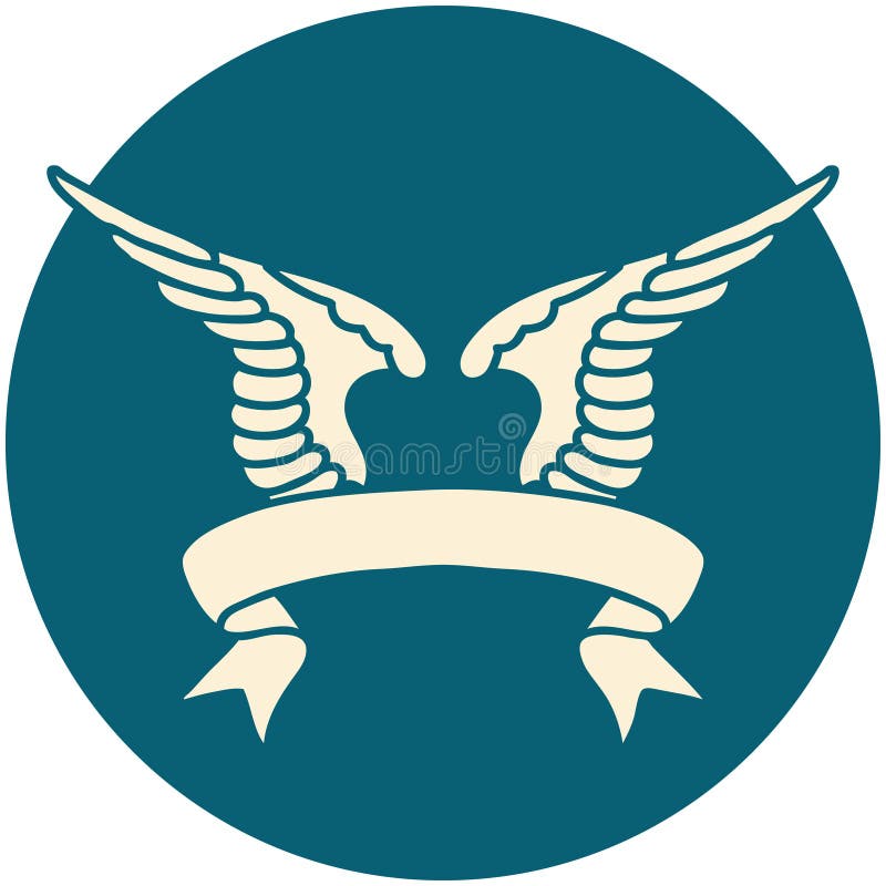 Icon with banner of a wing stock vector. Illustration of scroll - 180550722