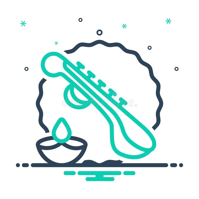 Mix Icon for Basant Panchami, Goddess and Saraswati Stock Illustration ...