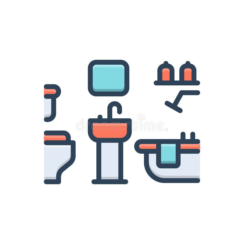 Color Illustration Icon for Bathroom, Washroom and Water Stock Vector ...